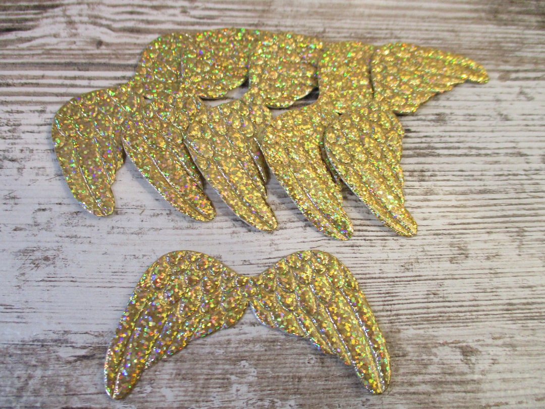 8 Miniature Angel Wings: Embossed Paper Craft Supply - 3