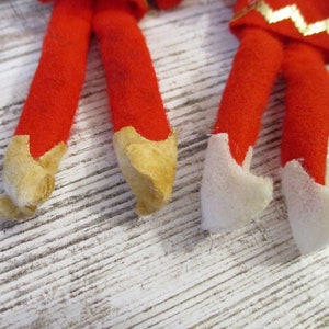 2 Vintage Pixie Elf Christmas Paper Mache Face Ornament Shelf Sitter ...