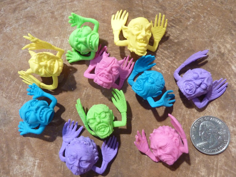 8 Monster Head Miniature Gumball Capsule Novelty Finger Puppet | Etsy