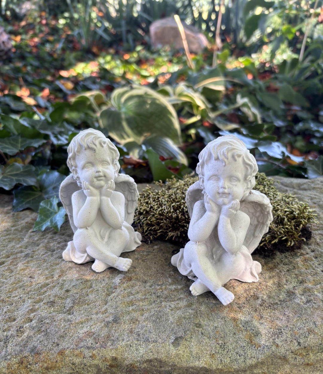 Cement Angel Figurine: Farmhouse Decor, Garden, Memorial Statue ...