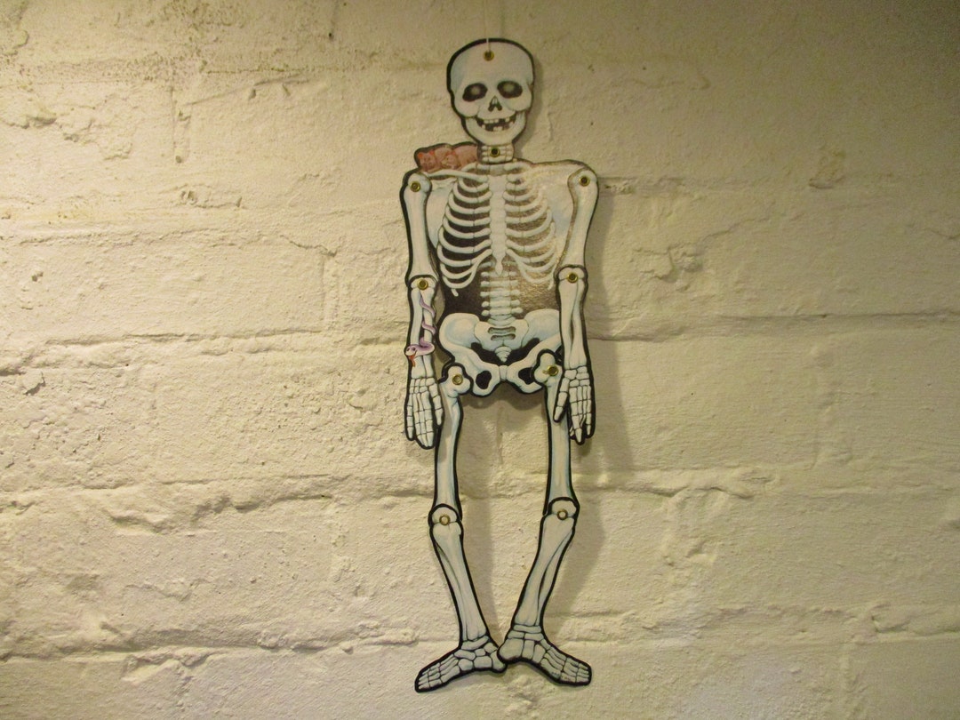 Vintage Jointed Skeleton Halloween Decor Wall Hanging Party Die Cut ...
