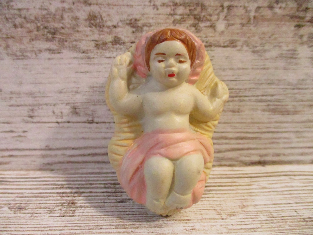 Vintage Miniature Baby Jesus Crib Nativity Creche Figure Ceramic ...