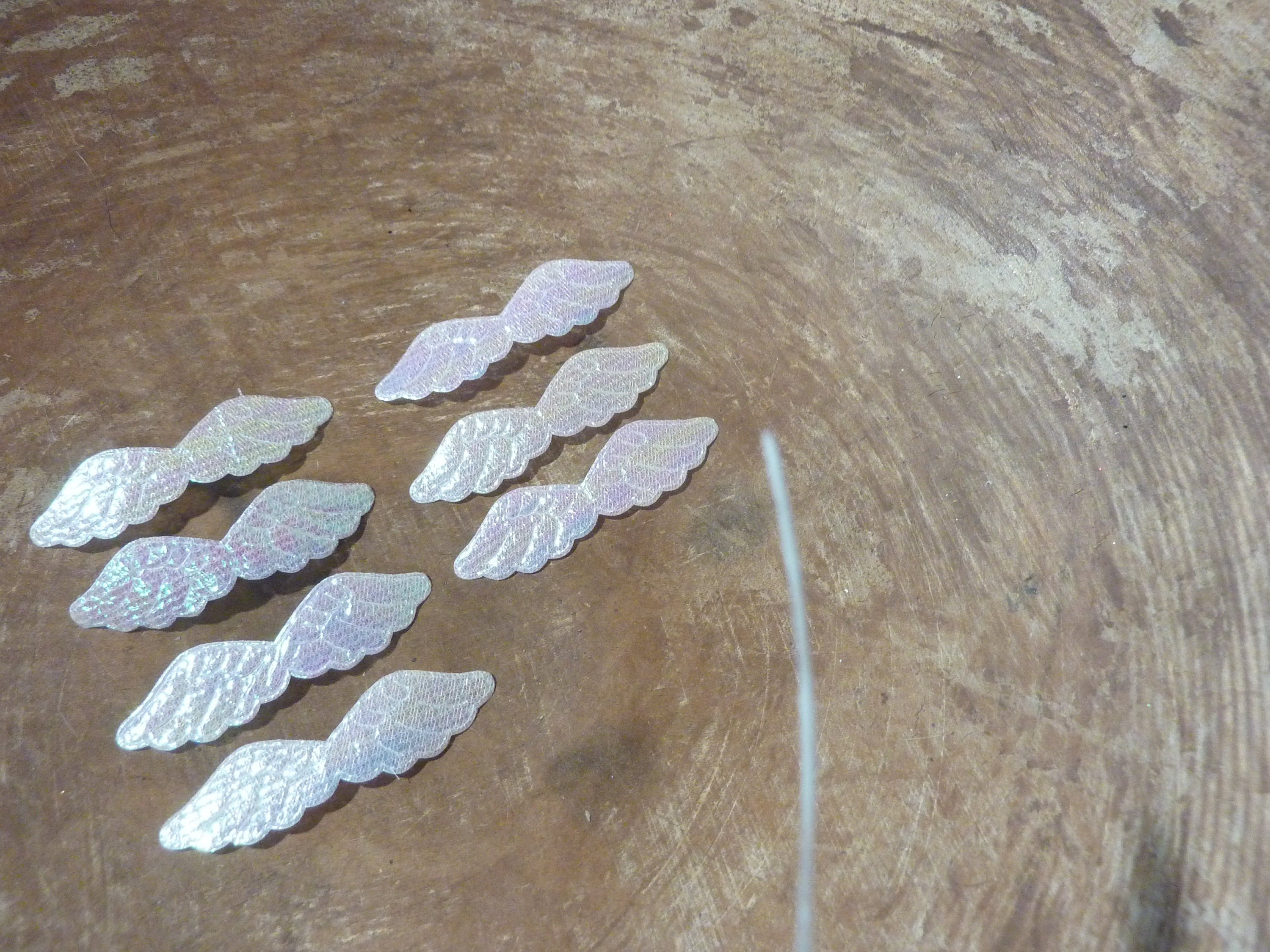 16 Miniature Angel Wings: Pearl Embossed Fabric, Craft Supply (2 1/4" X ...
