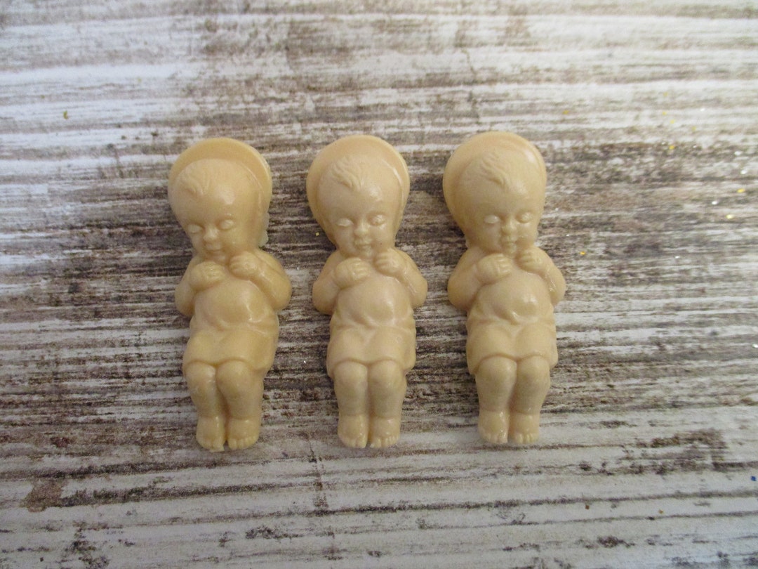 3 Vintage Miniature Baby Jesus Crib Nativity Figure Plastic Christmas ...