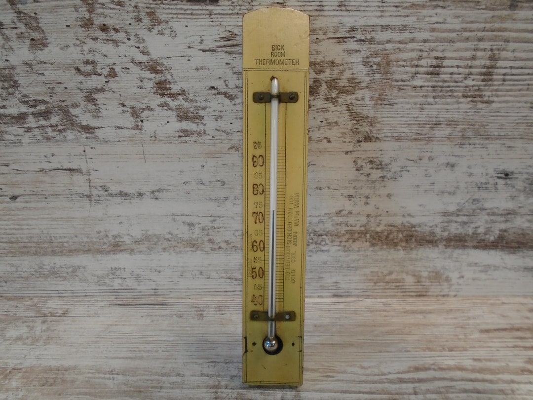 Antique Wooden Thermometer Vintage Medical Sick Room Thermostat ...