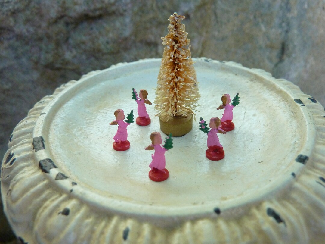 1 (ONE) Vintage Miniature Angel Micro Christmas Figure Retro Diorama ...