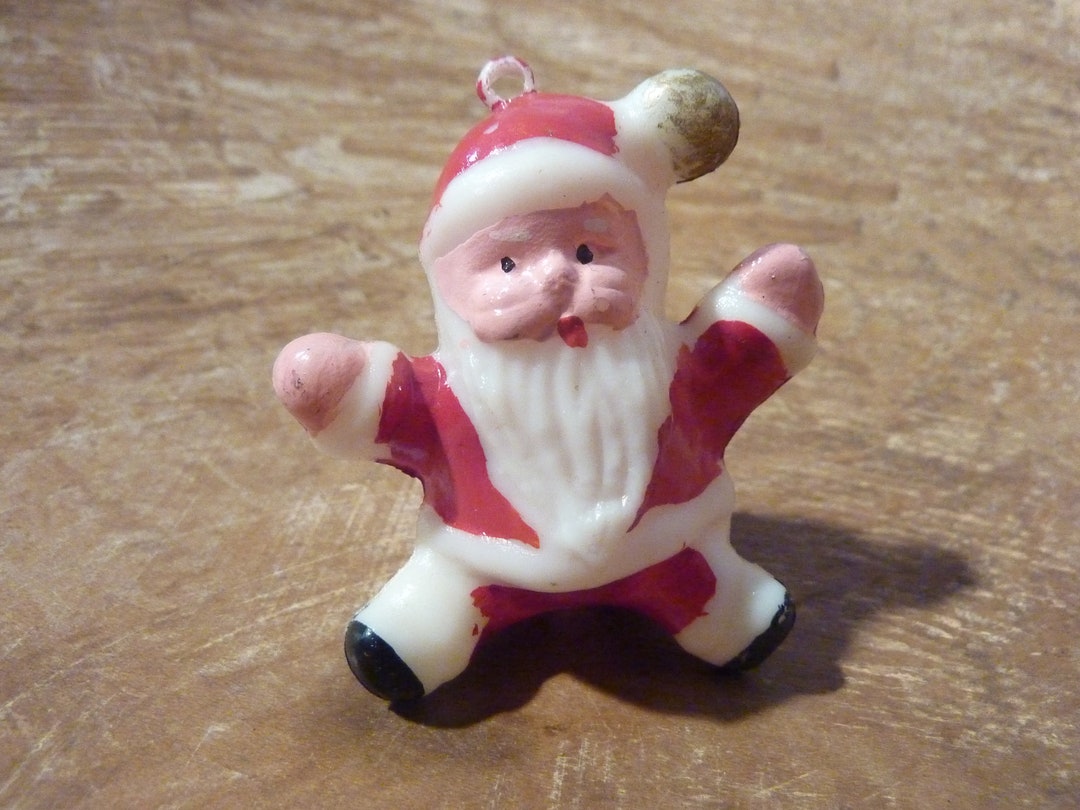 Vintage Miniature Santa Ornament Plastic Retro Christmas Blow Mold Tree ...