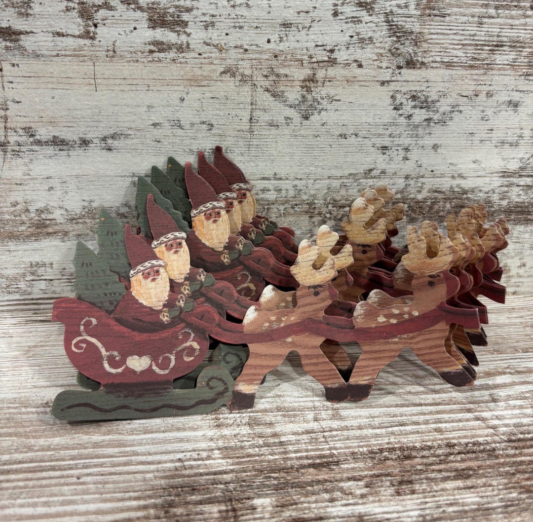 Santa Reindeer Sleigh Paper Chain Garland: Vintage Christmas, Ornament ...