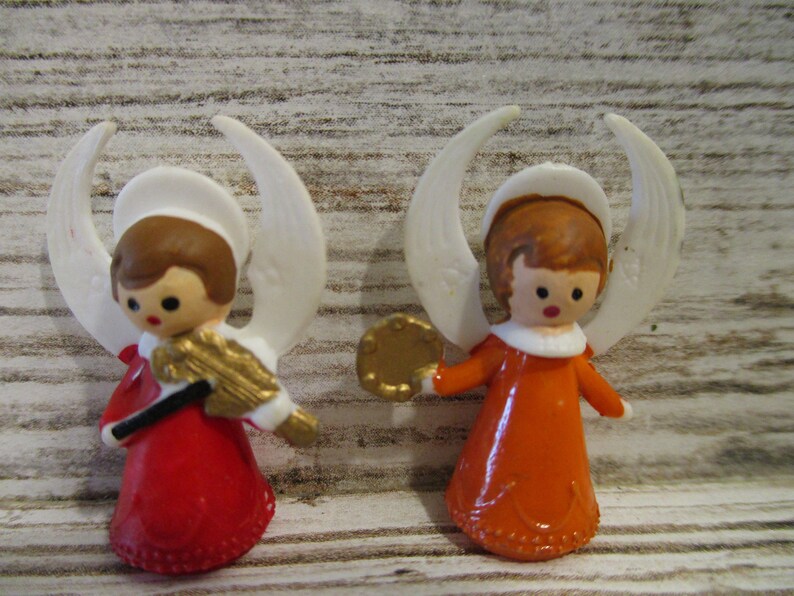Vintage Miniature Plastic Angel Figures: Retro Christmas Decor, Craft ...