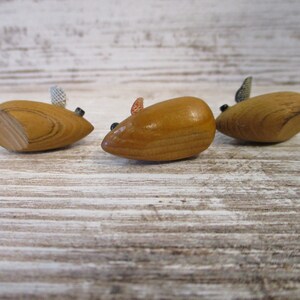 3 Miniature Wood Mice Mouse Leather Ear Tail Animal Figure - Etsy