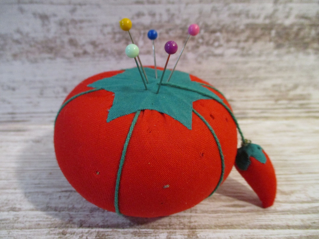 Vintage Tomato Pin Cushion Pincushions Needle Sewing Supply Notions ...