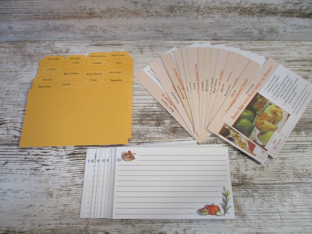 Vintage Recipe Cards Tabs Dividers Recipes Lined Hallmark Pumpkin Farm ...