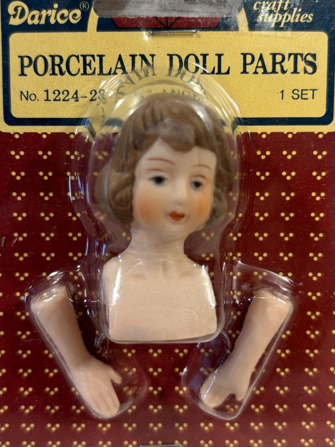 Vintage Porcelain Doll Parts: Head, Arms, NIP, NOS, Craft Supply #7055 ...