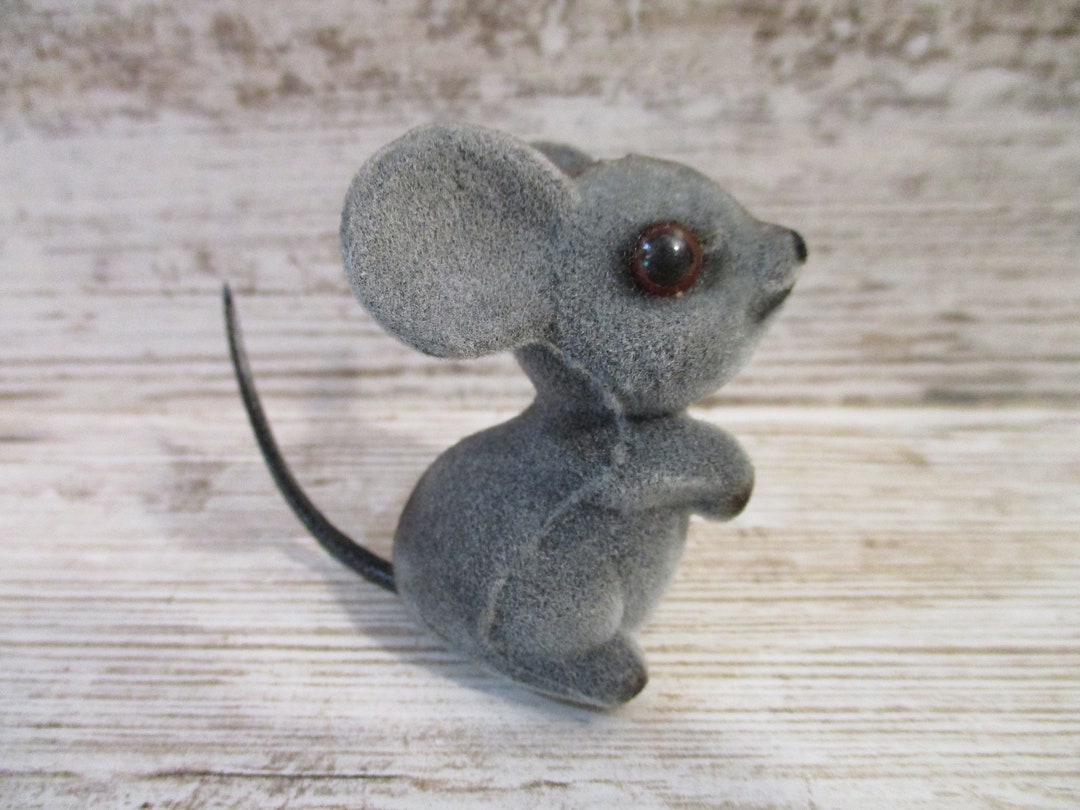 Vintage Flocked Mouse Mice Miniature Figure Collectible Animal Craft ...
