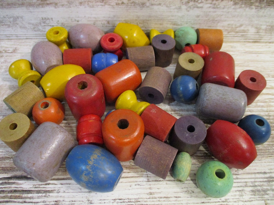 Vintage Wood Bead Lot: Amish, Farmhouse, Craft Supply #6635 - Etsy