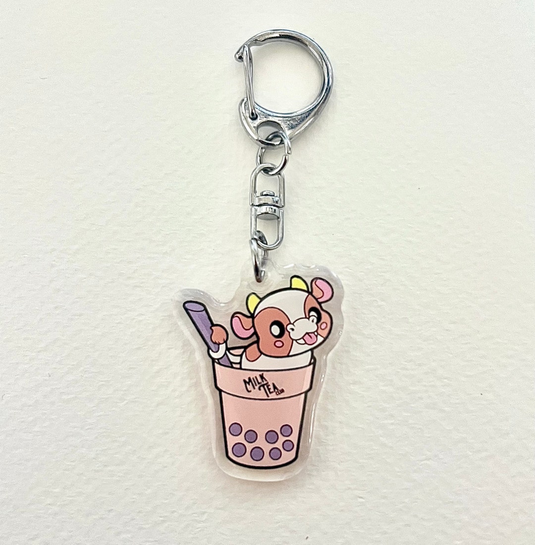 Milk Tea Epoxy Keychain - Etsy