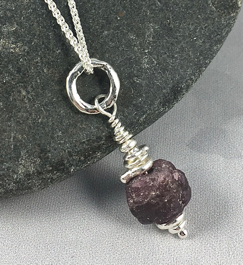 RAW RUBY PENDANT Sterling Silver Wheat Chain Genuine Ruby | Etsy