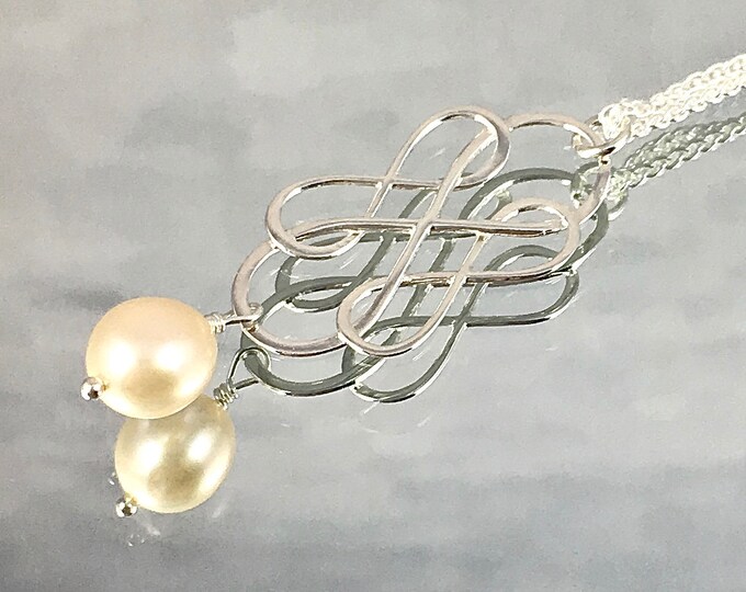 TRIPLE INFINITY PENDANT With Silver White Edison Pearl Sterling Link ...
