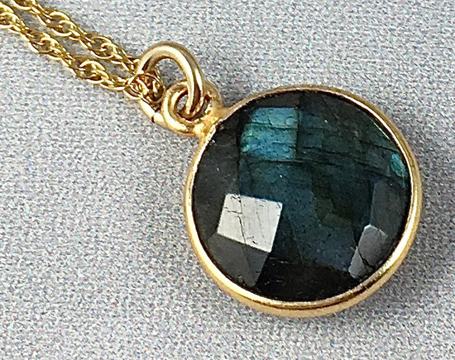 BLUE FLASH LABRADORITE Pendant Gold Plated Bezel Both Sides - Etsy