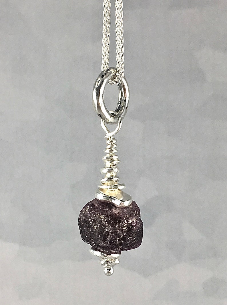 RAW RUBY PENDANT Sterling Silver Wheat Chain Genuine Ruby | Etsy