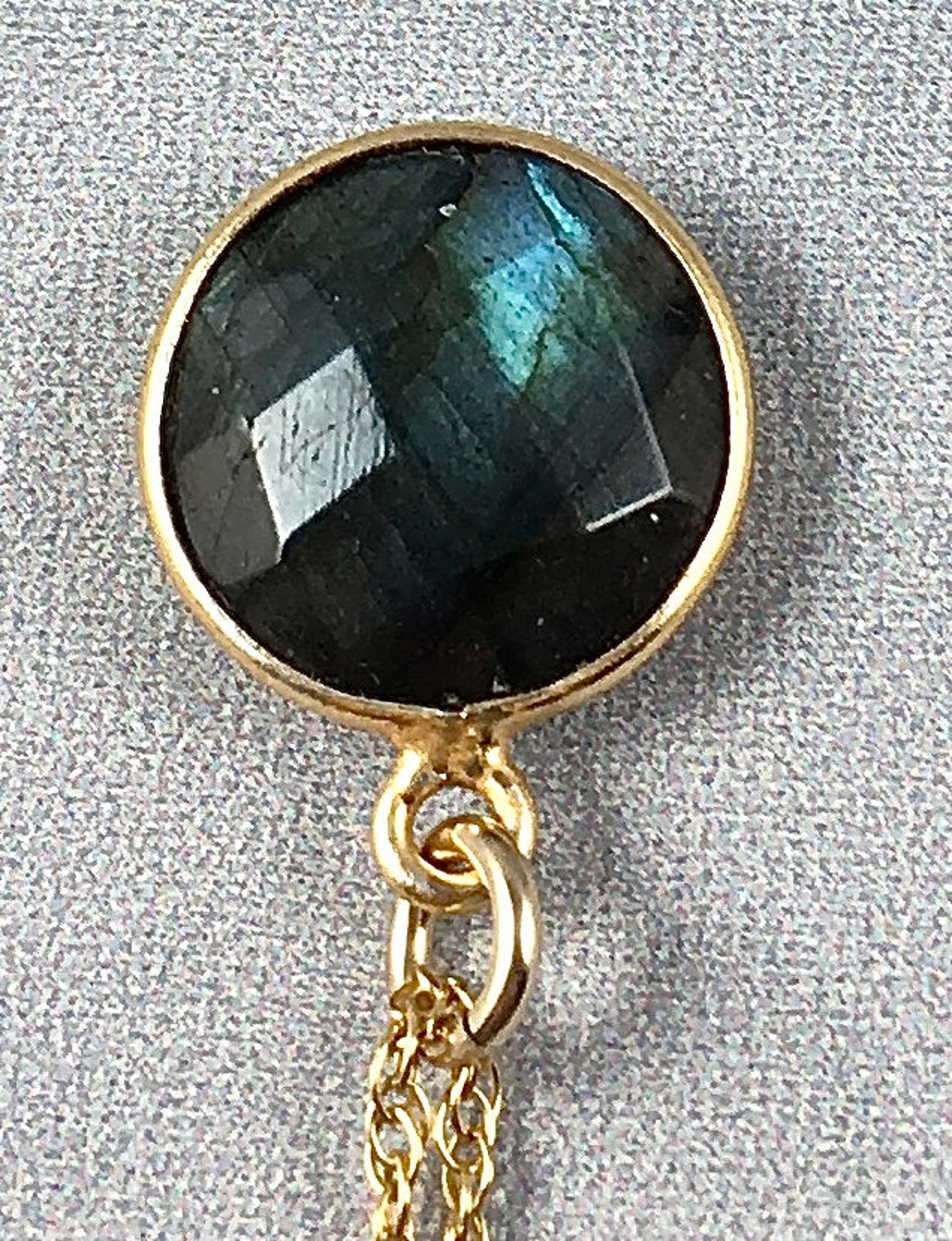 BLUE FLASH LABRADORITE Pendant Gold Plated Bezel Both Sides - Etsy