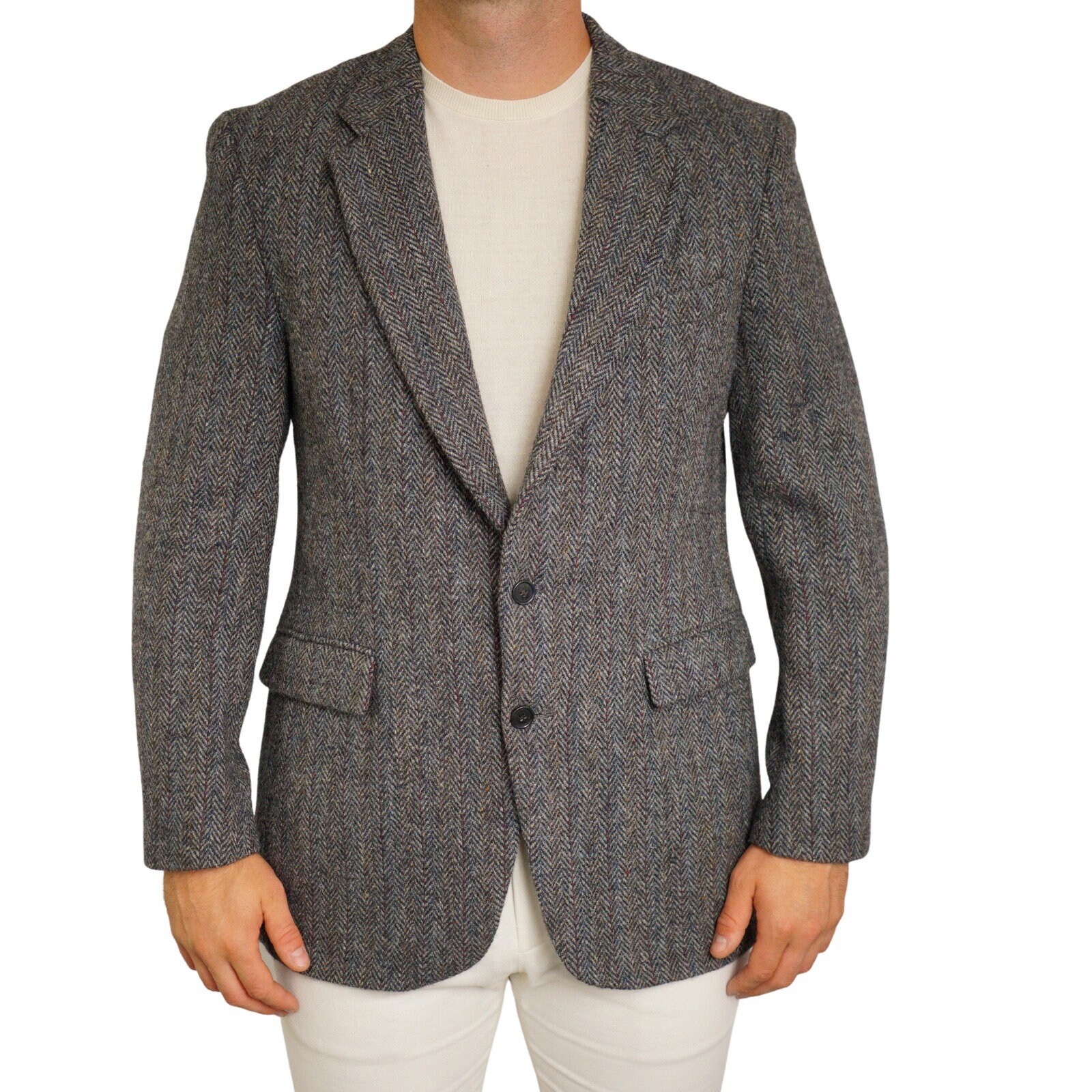 Men Harris Tweed Blazer Vintage 90's Scottish Wool 102 EU52L Men Harris Tweed Blazer Vintage 90's Scottish Wool 102 EU52L