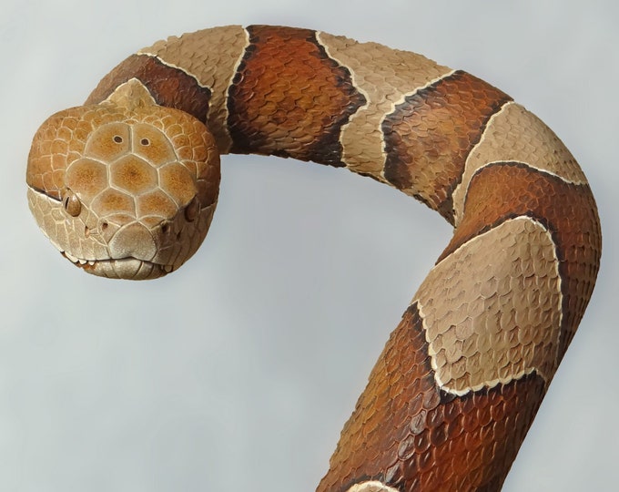 Carved Copperhead Walking Cane #84 - Etsy