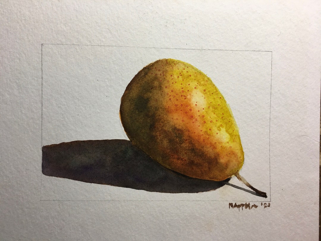 Portrait of a Pear 1 watercolor - Etsy
