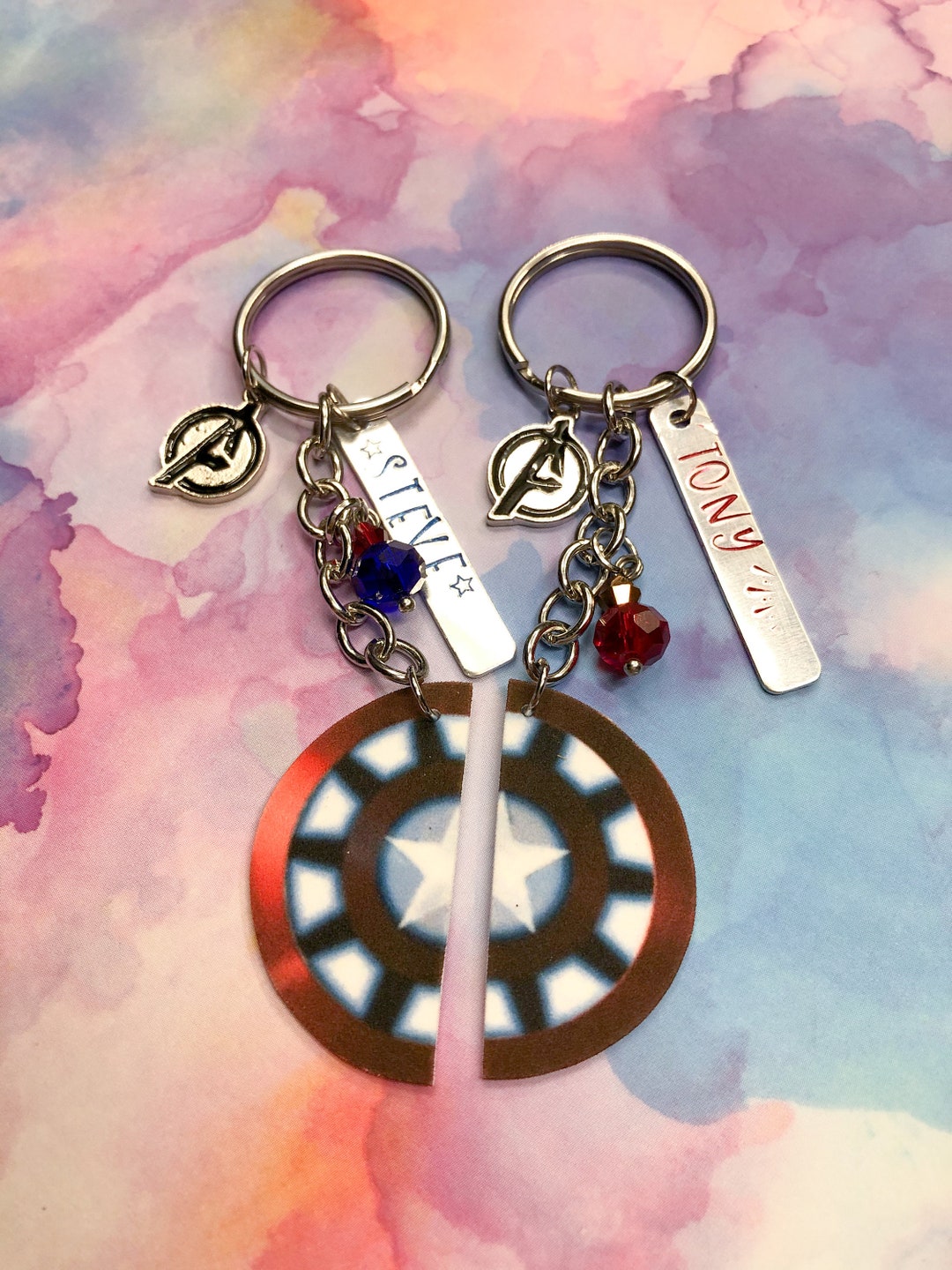 Captain and Iron Inspired Best Friend Key Chains - Etsy