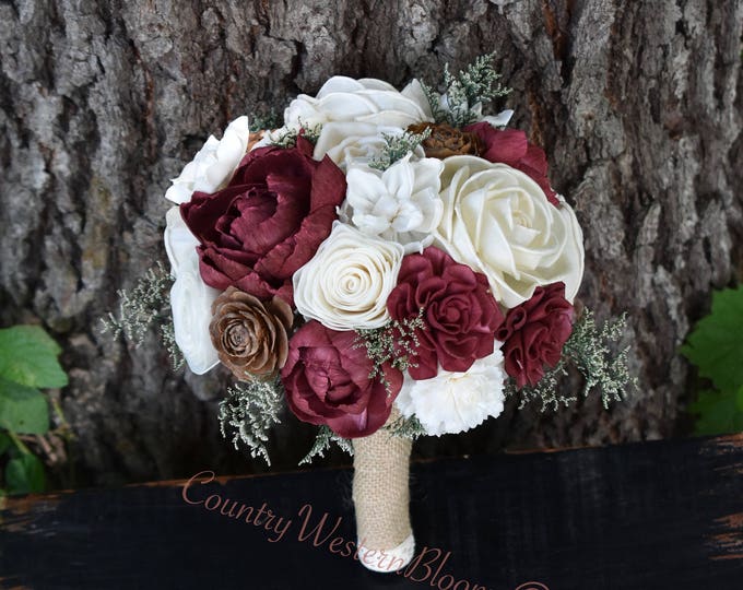 Wedding Bouquet Maroon Bouquet Burgundy Bouquet Rustic Bouquet - Etsy