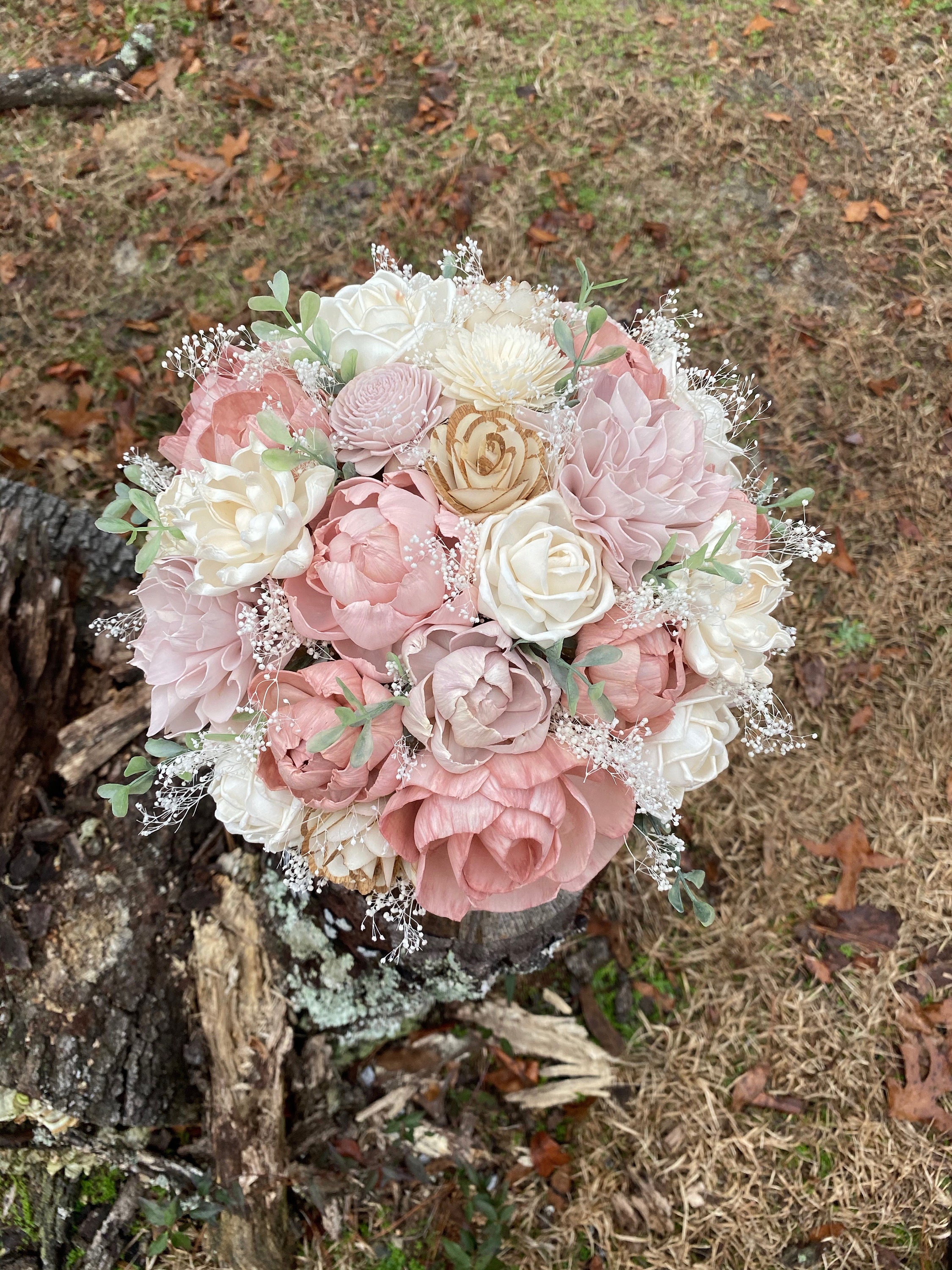 Wedding Bouquet Dusty Pink Blush Sola Mauve Wildflower Sola | Etsy