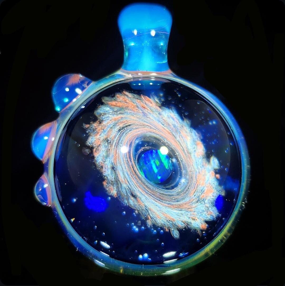 Glass Galaxy Planetary Pendant Hand Made Opal Moon Nebula Charm Outer Space Star Trippy Blown ...