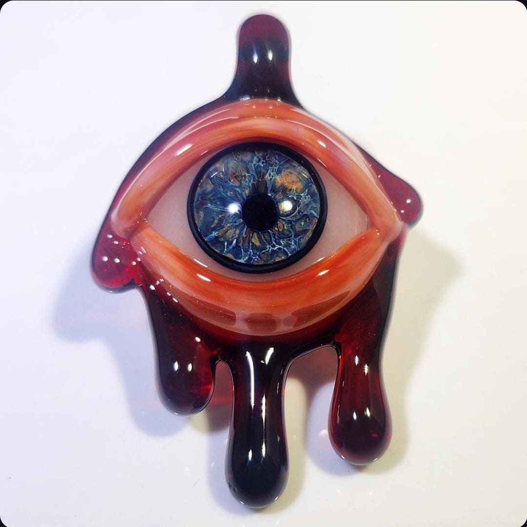 Glass Bleeding Eye Pendant Hand Made Boro Heady Eyeball Talisman Flame ...