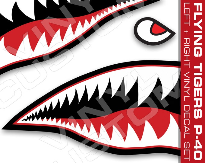 Flying Tigers Shark Mouth Decal P-40 Warhawk Warbird Nose Art Multiple ...