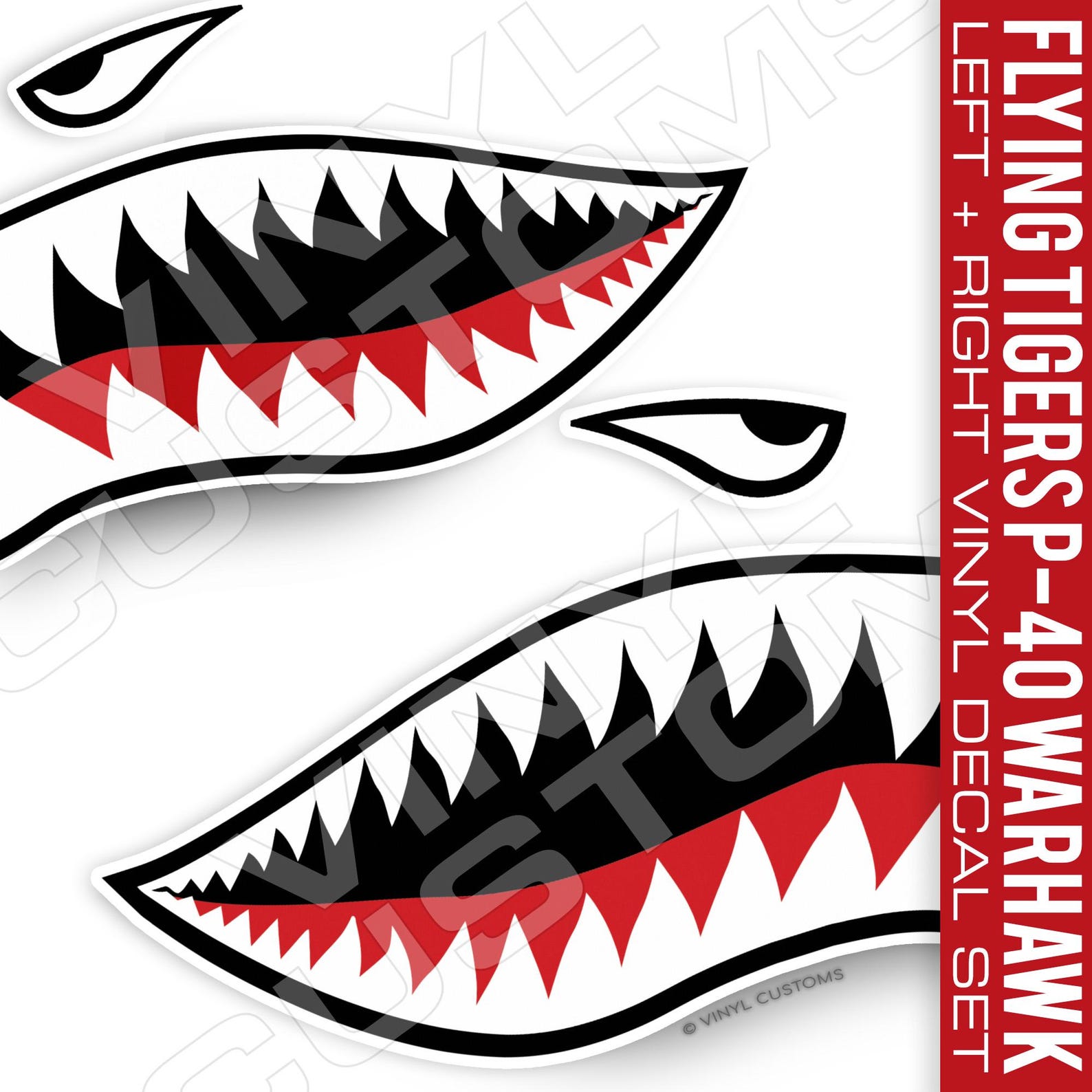 Flying Tigers Vinyl Shark Teeth Decal Shark Mouth Stickers - Etsy