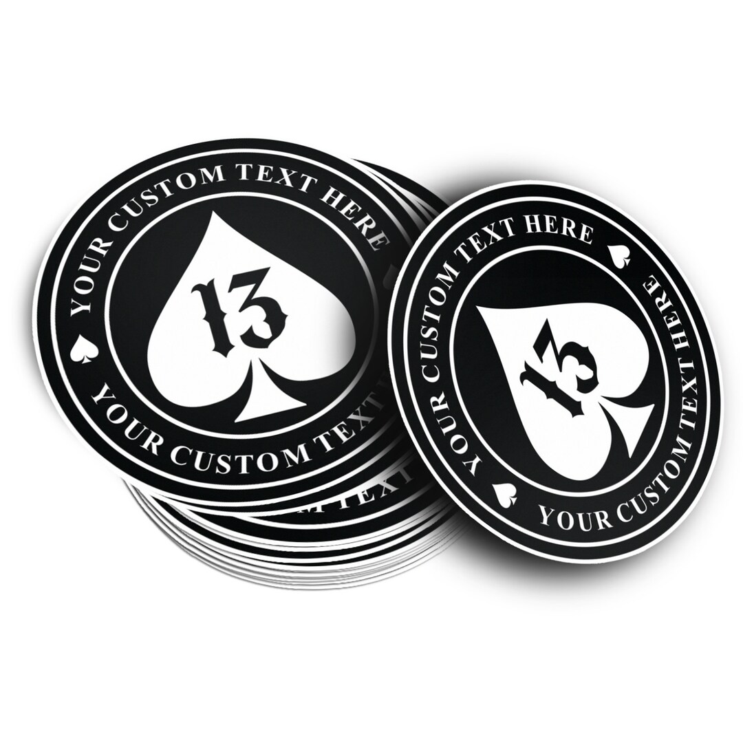 Custom Logo Vinyl Decal Sticker Lucky Number 13 Spade Your Custom Text ...