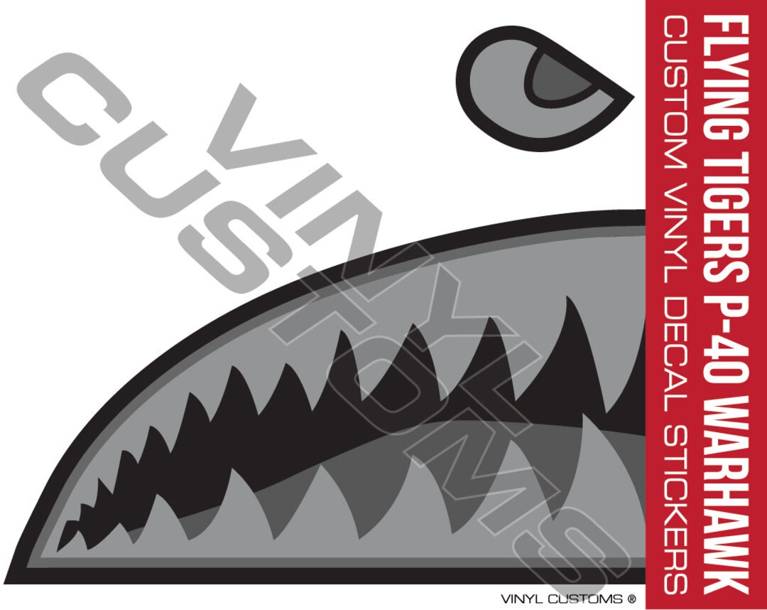 Flying Tigers Shark Teeth Sticker Vinyl Decal P-40 Warhawk Tactical - Etsy