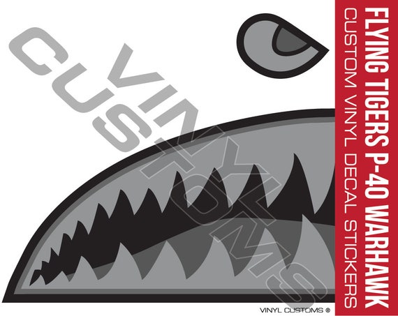 Flying Tigers Shark Teeth Sticker Vinyl Decal P-40 Warhawk | Etsy