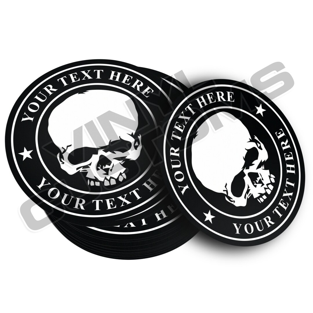 Custom Logo Vinyl Decal Sticker Skull Your Custom Text Here - Etsy