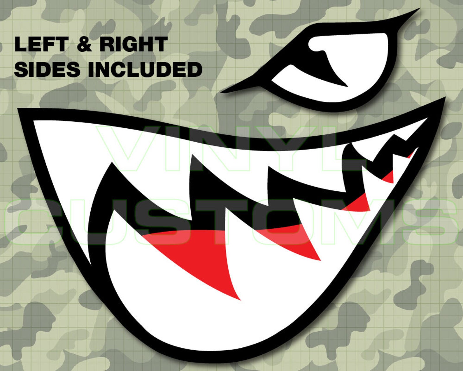 Shark Teeth Vinyl Decal Stickers (left/right Sides) - Etsy