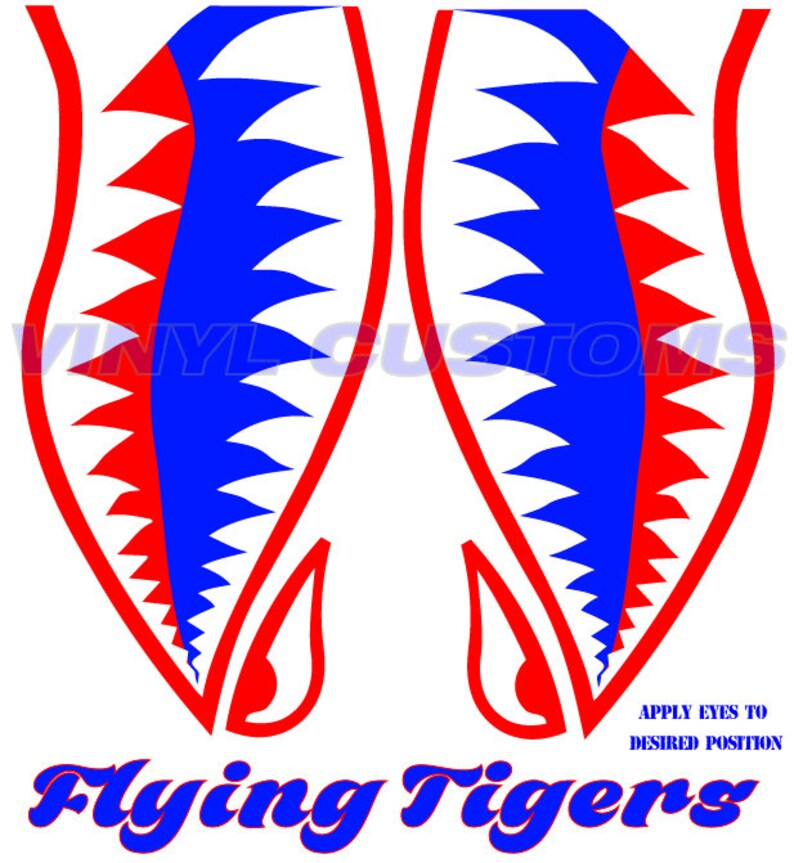 Flying Tigers Vinyl Decal Sticker Shark Teeth Hobby Red/blue - Etsy