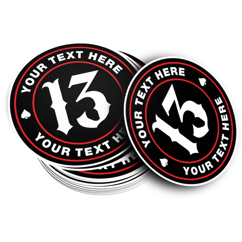 Custom Logo Vinyl Decal Sticker Lucky Number 13 Spade Your Custom Text ...