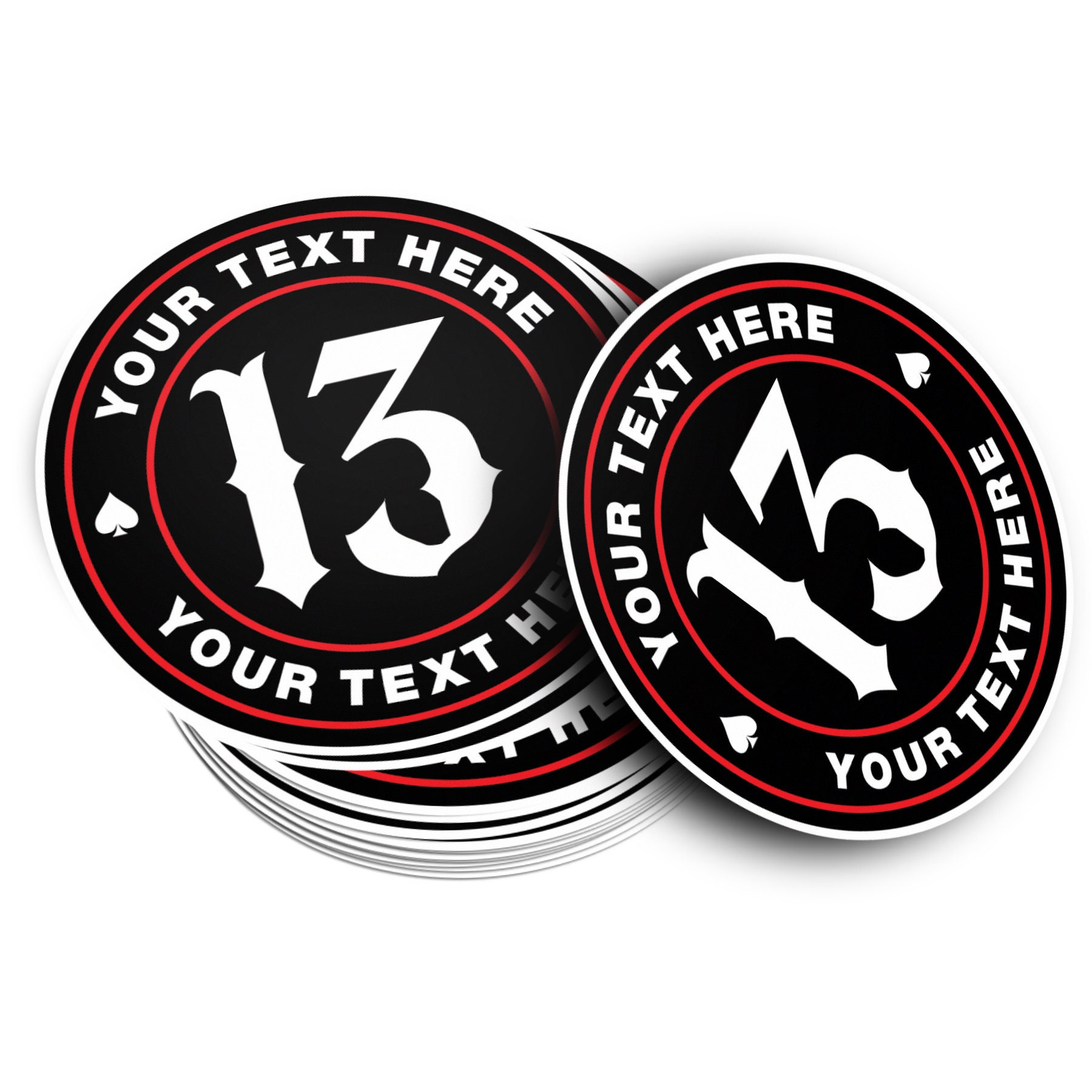 Custom Logo Vinyl Decal Sticker Lucky Number 13 Spade Your Custom Text ...