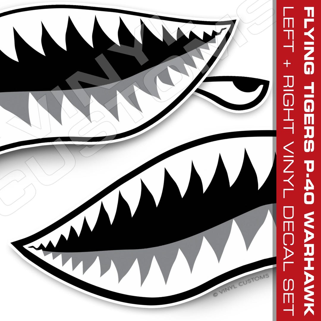 Flying Tigers Vinyl Decal Sticker Shark Teeth Shark Mouth Tactical ...
