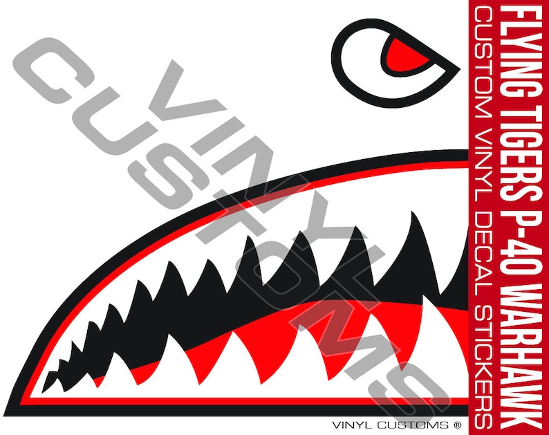 Flying Tigers Shark Teeth Sticker Vinyl Decal P-40 Warhawk - Etsy