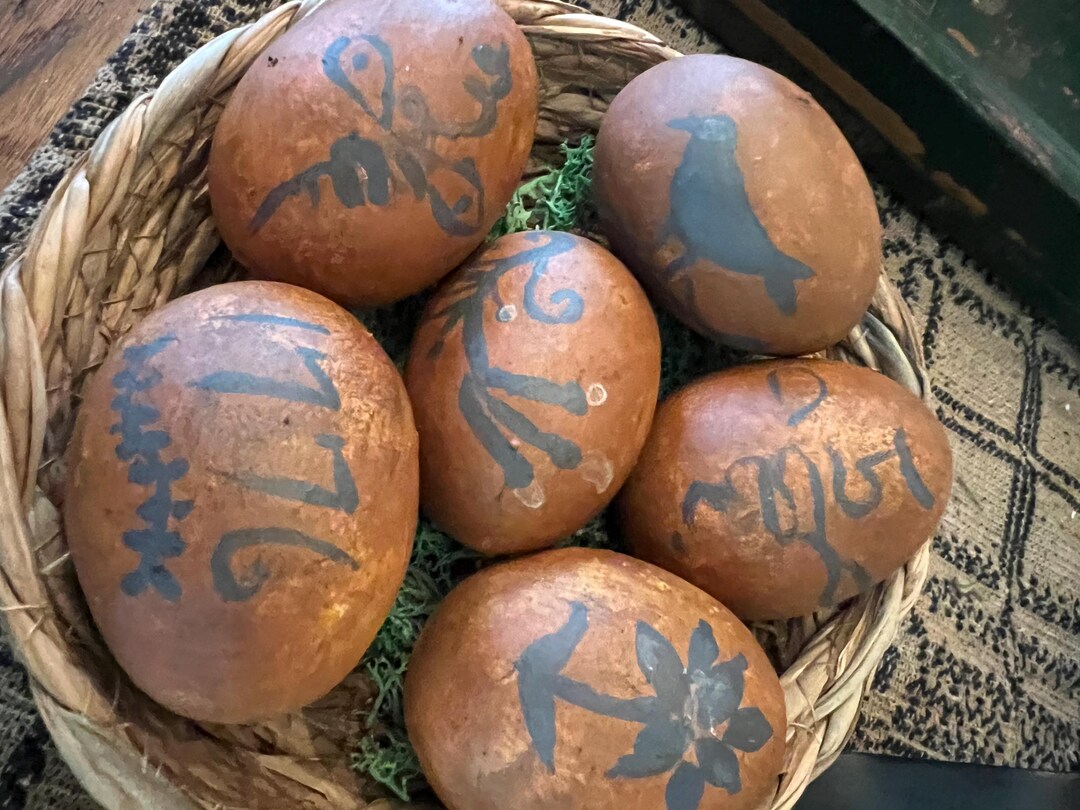 Rustic Eggs, Set of Six Prim, Country Decor, Grungy, Handpainted Rustic ...