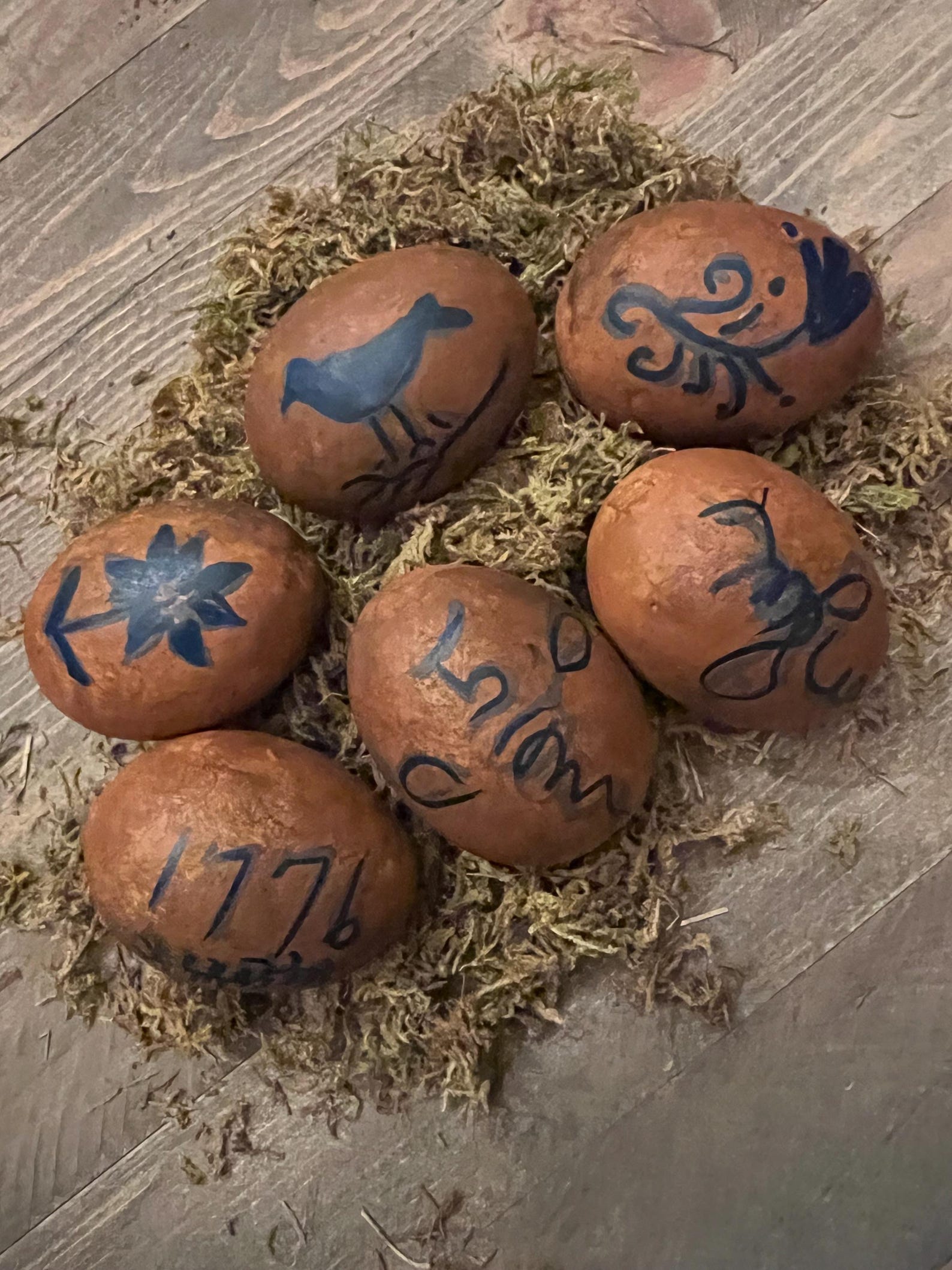 Rustic Eggs, Set of Six! Prim, Country Decor, Grungy, Handpainted ...