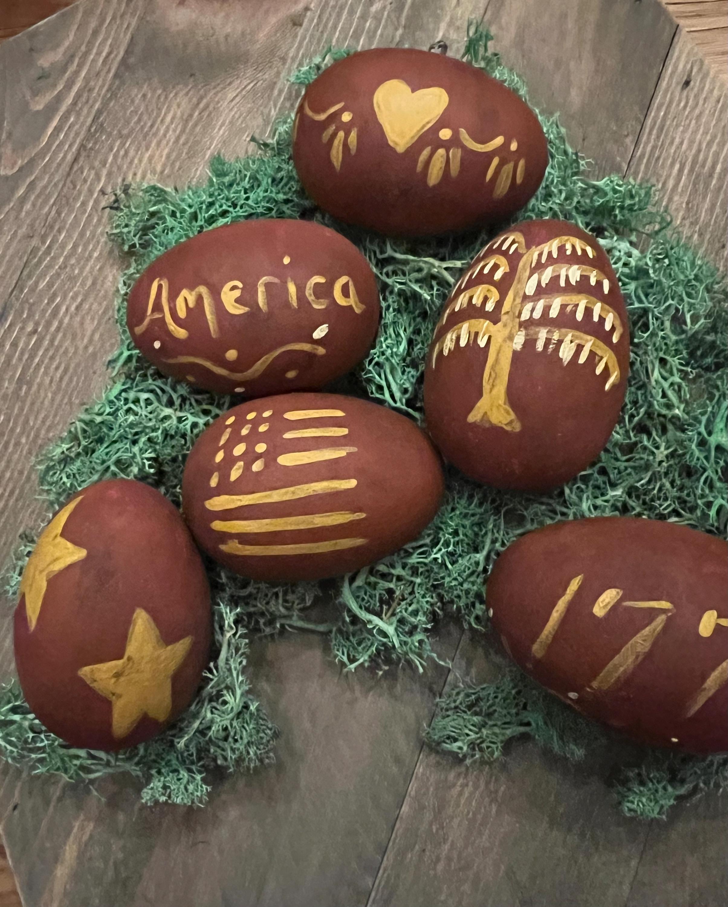 Rustic Eggs Redware Look Style ! Americana Set of 6! Folk Art ...