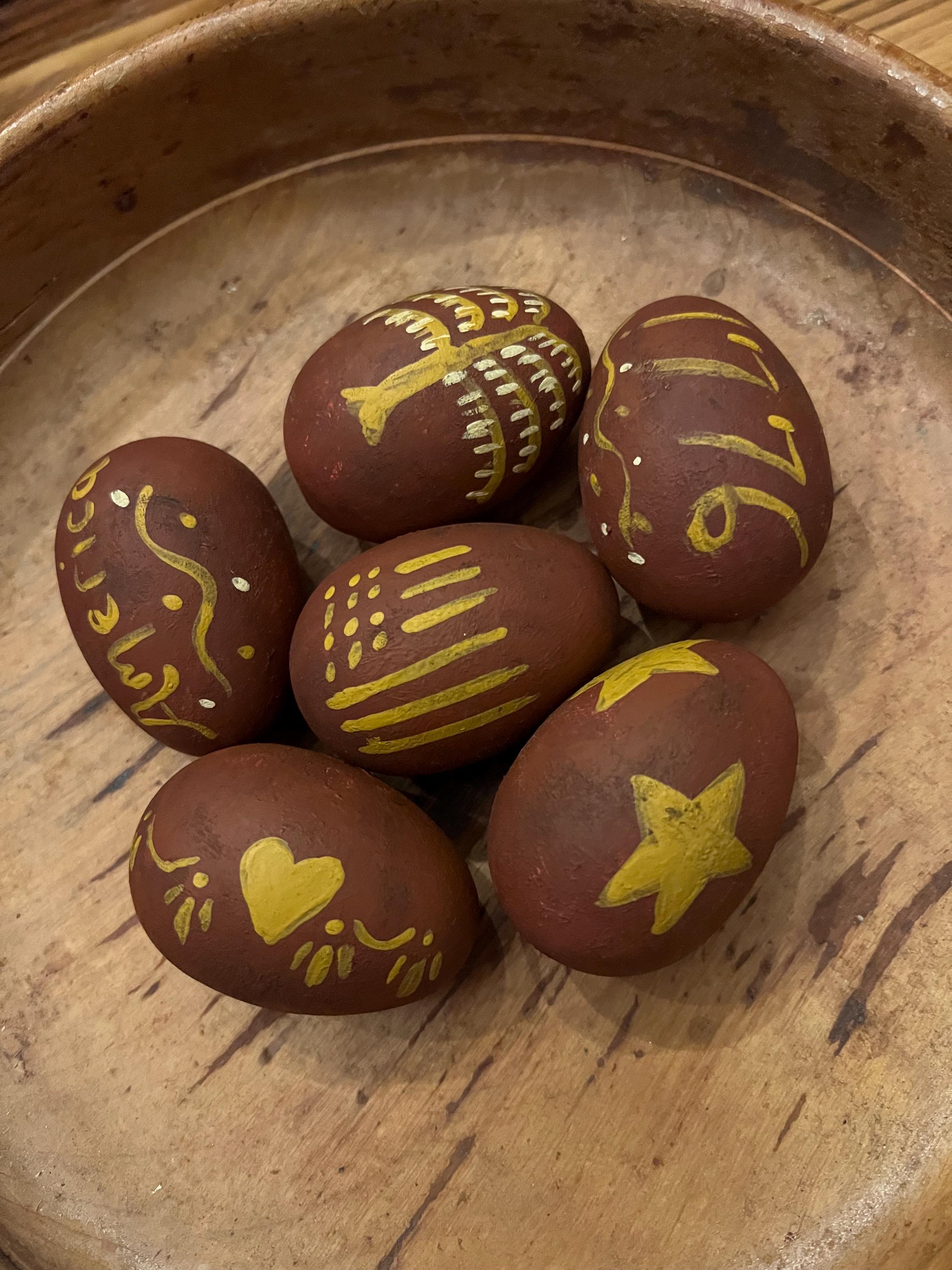 Rustic Eggs Redware Look Style ! Americana Set of 6! Folk Art ...