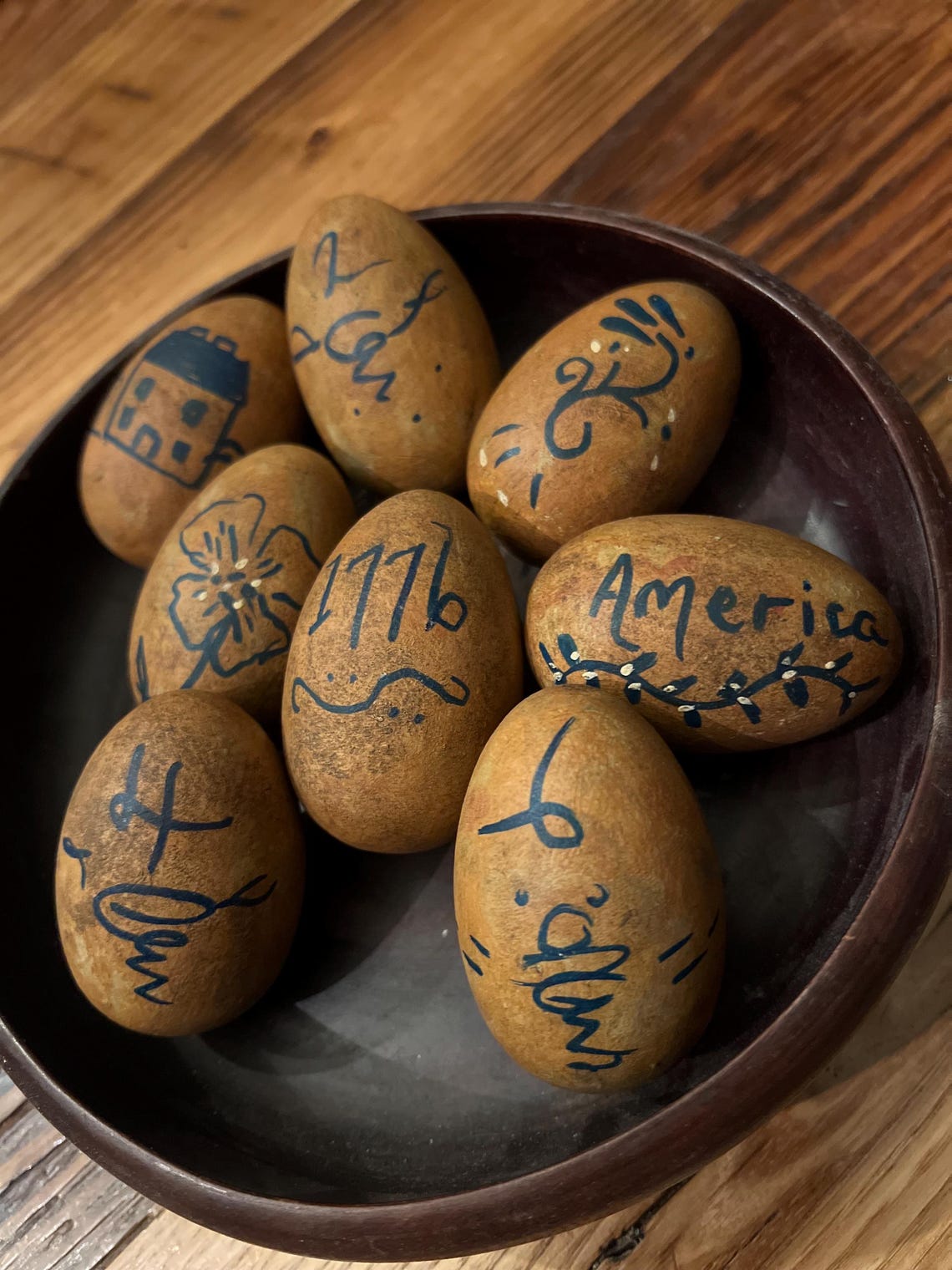 Rustic Eggs , Beesting Pottery Look , Set of 8!!wooden Primitve Biwl ...